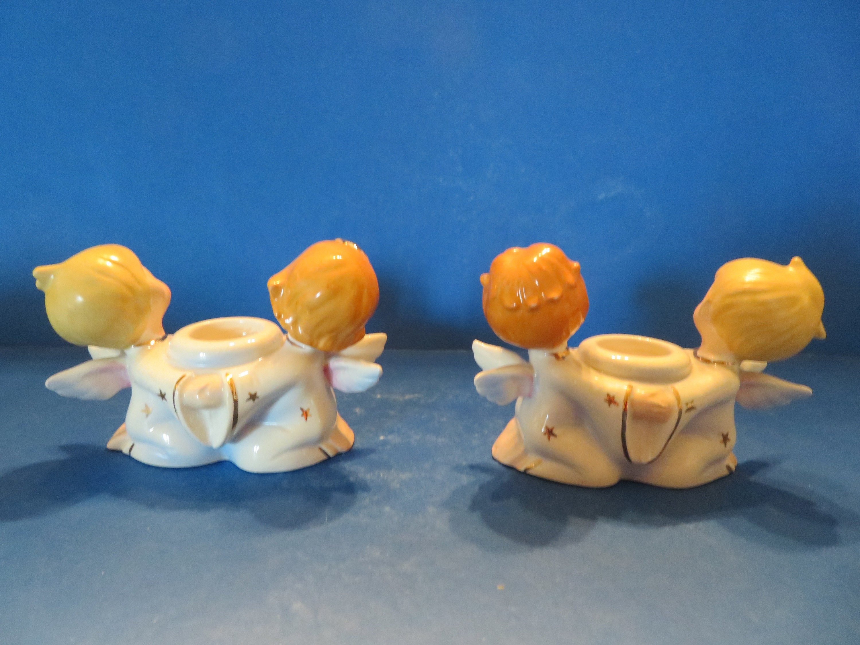 Lefton Angel Candleholder Set of Four - Taper Candles Are Held by Two ...