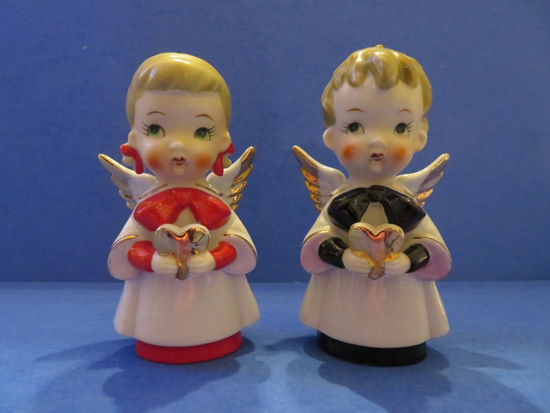 Vintage Japan Valentine's Angels - Set of Two - Both in White Gowns ...