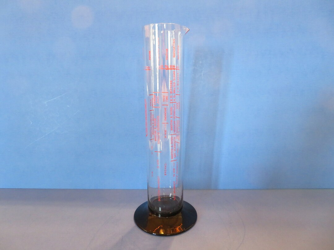 Vintage Glass Beaker Martini Pitcher With Red Recipe and Mix Direction ...