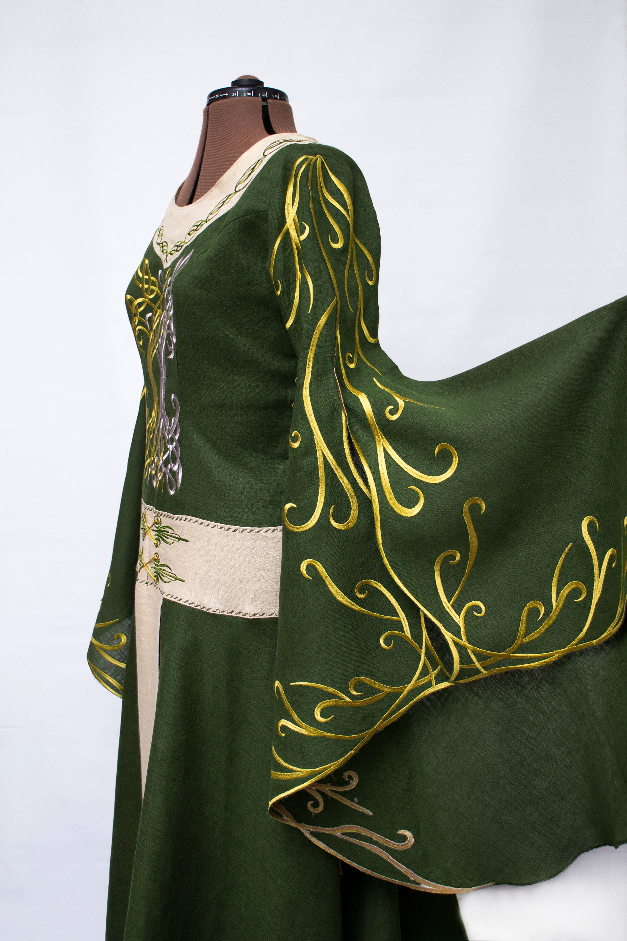 Women's Elven Costume "two Trees" Elven Bridal Gown. LARP Dress. - Etsy