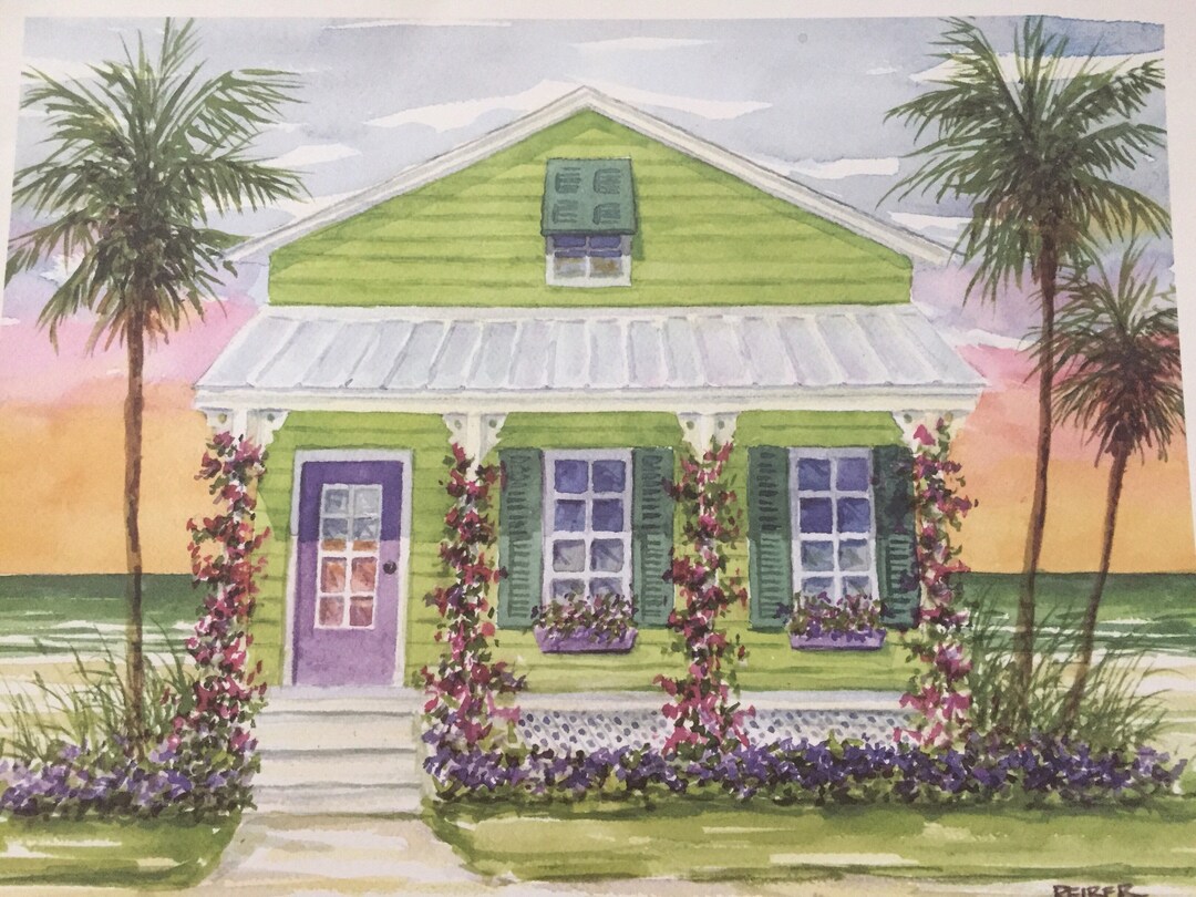 Beach Cottage Series-green - Etsy