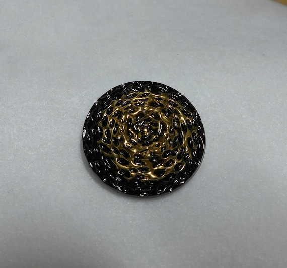 Large Glass Button 3mm Coat Textured Dome Black Gold - Etsy