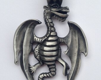 Pewter Dragon Pendant - Etsy