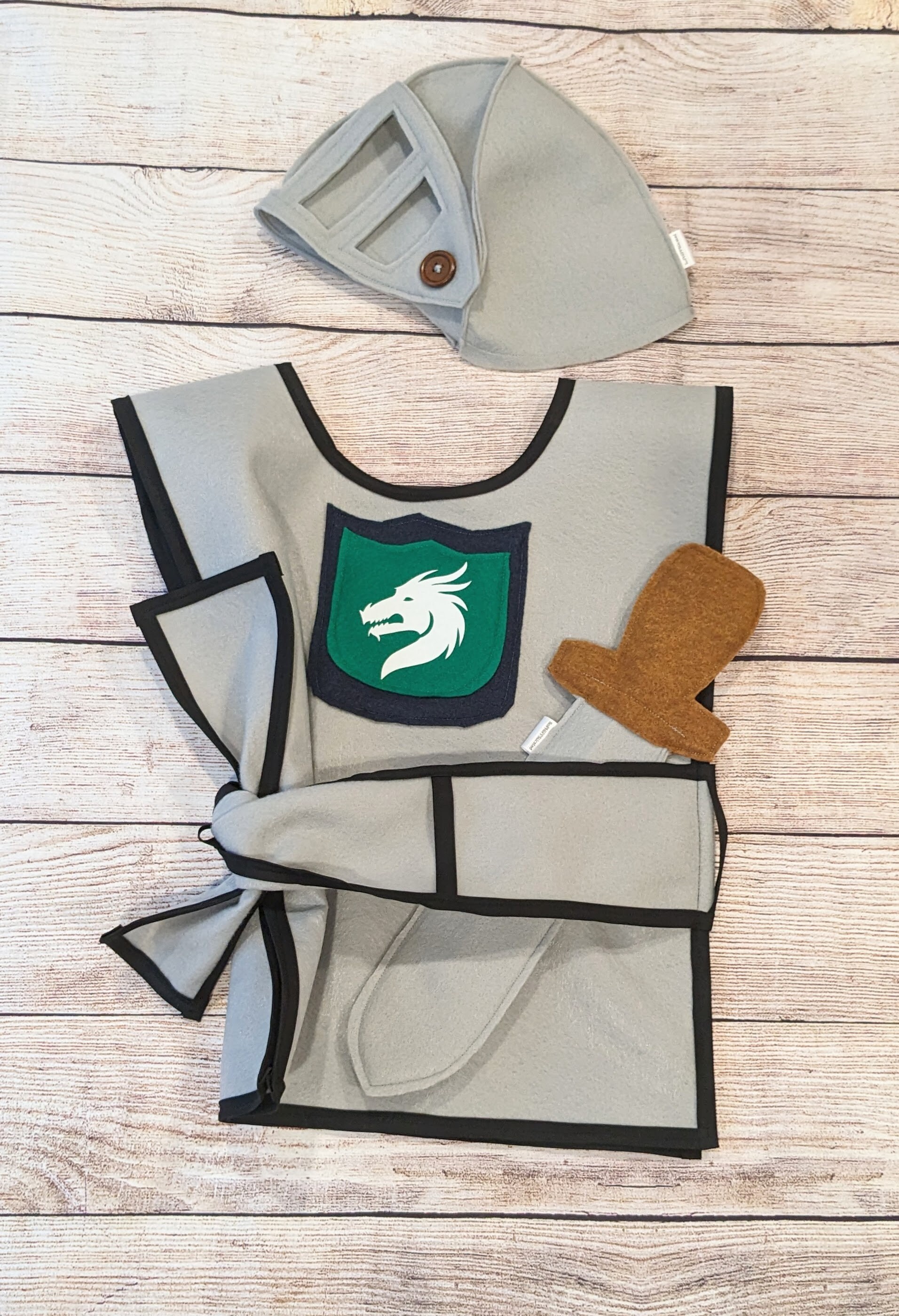 Full Felt Knight Dress up Set for Kids Helmet, Tunic, and Sword Dark ...