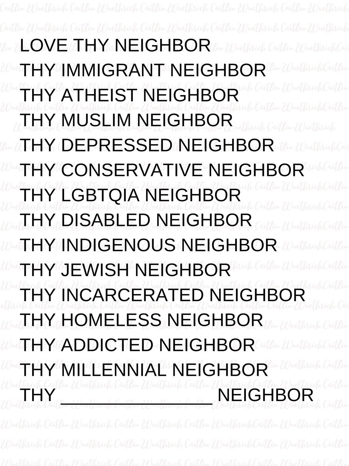 Love Thy Neighbor Print Christian Print Scripture Print - Etsy