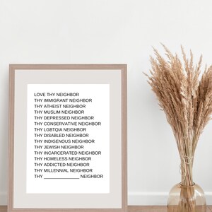 Love Thy Neighbor Print Christian Print Scripture Print - Etsy
