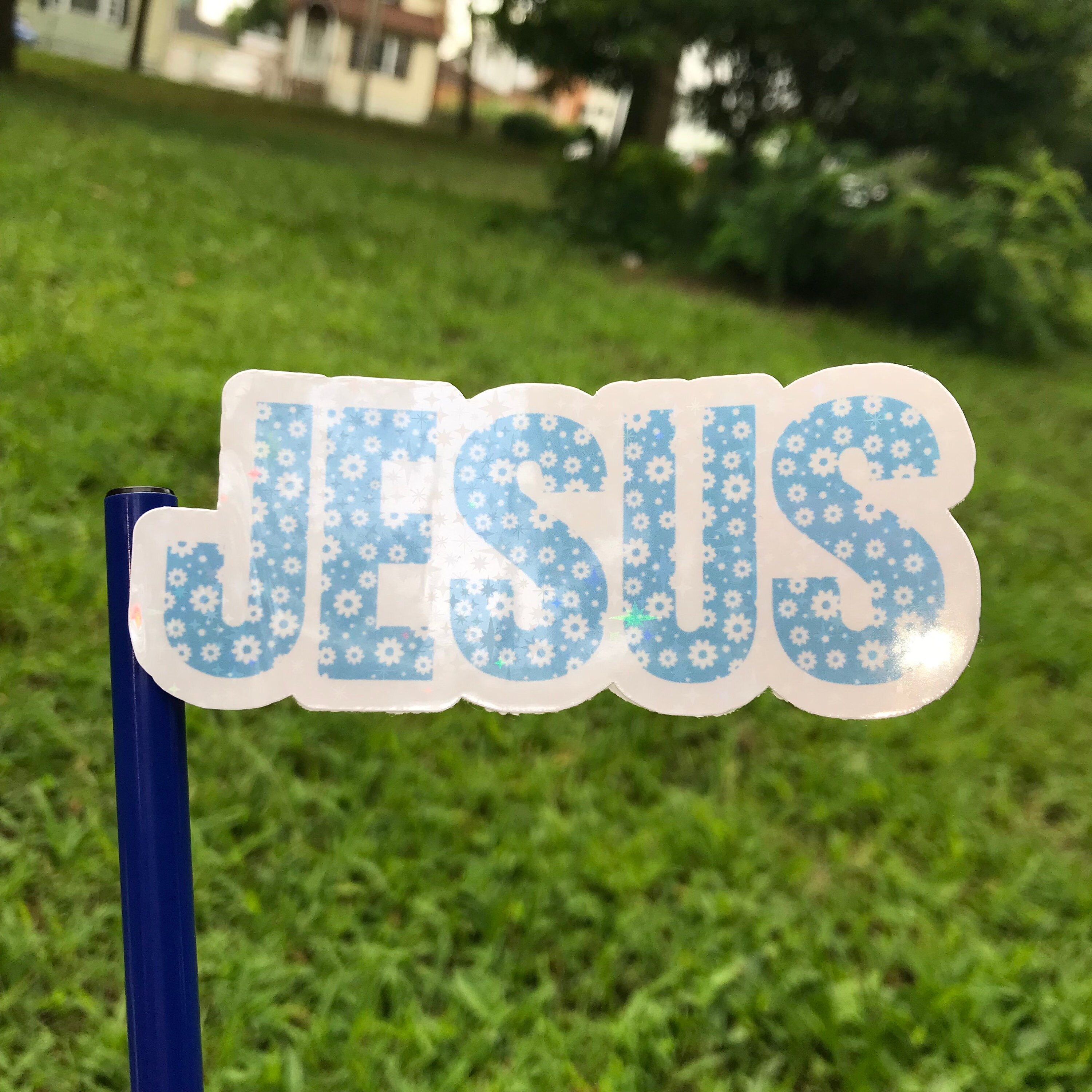 Jesus - Floral Pattern- Laminated Holographic 4 Inch Stickers - Etsy