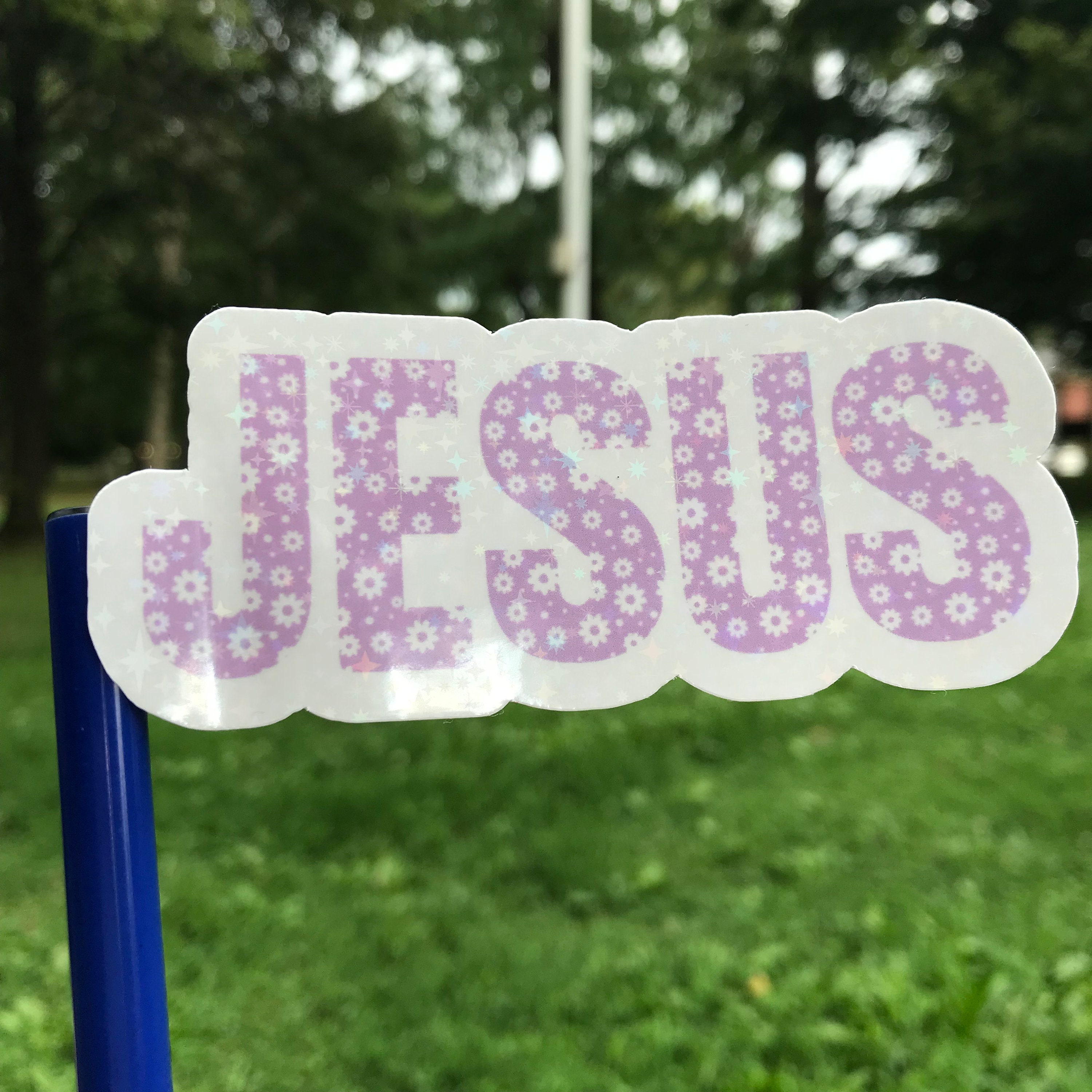 Jesus - Floral Pattern- Laminated Holographic 4 Inch Stickers - Etsy