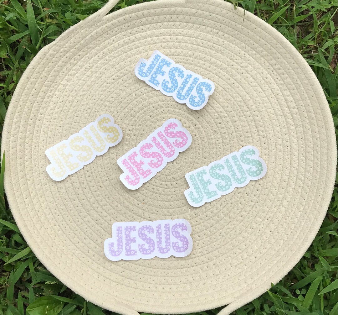 Jesus - Floral Pattern- Laminated Holographic 4 Inch Stickers - Etsy