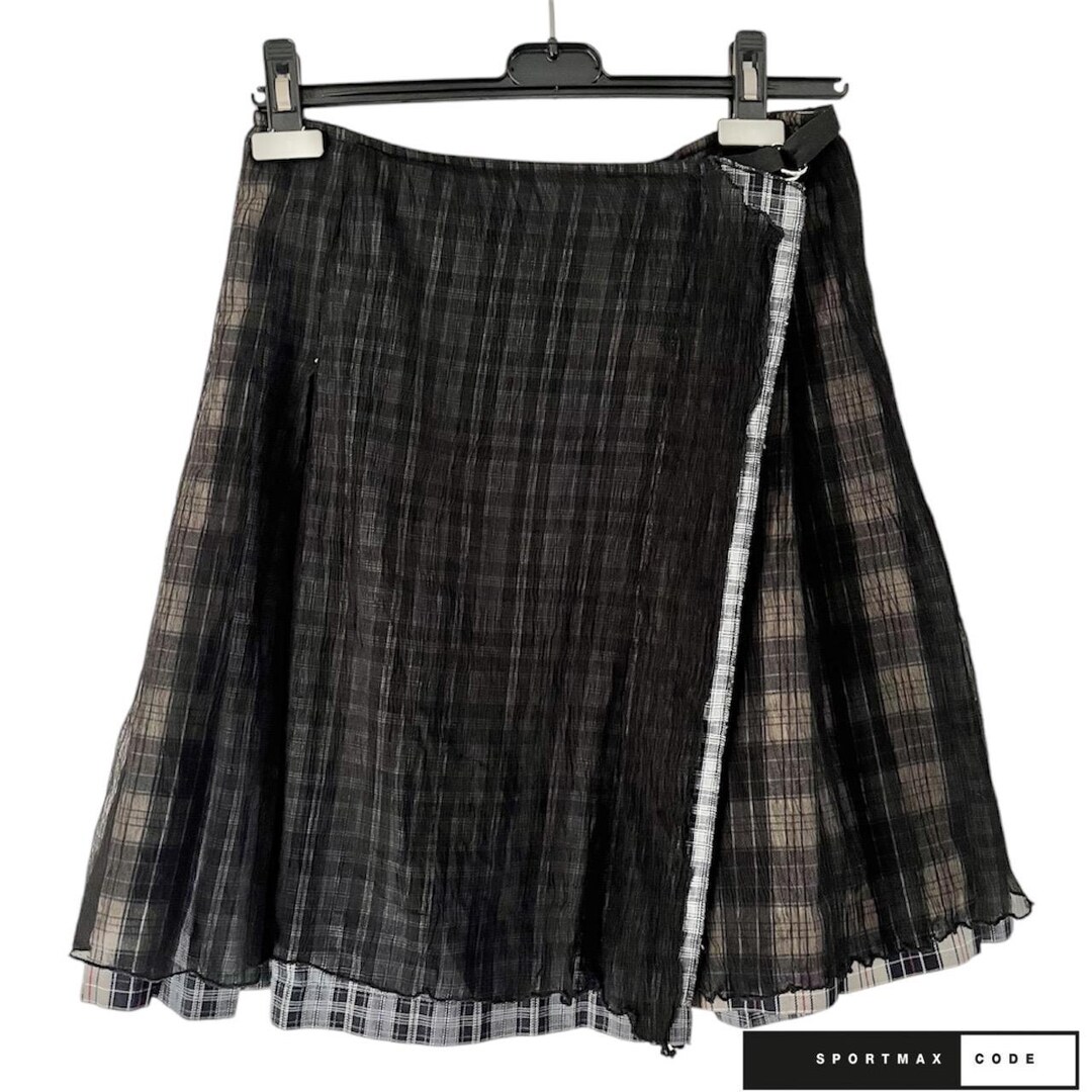 Y2K Sportmax Mini Plaid Envelope Skirt, Silk Tartan Skirt - Etsy