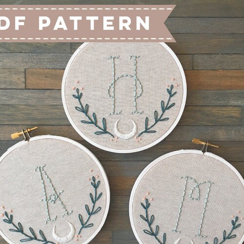 PDF Monogram Embroidery Pattern. Initial Embroidery. PDF - Etsy