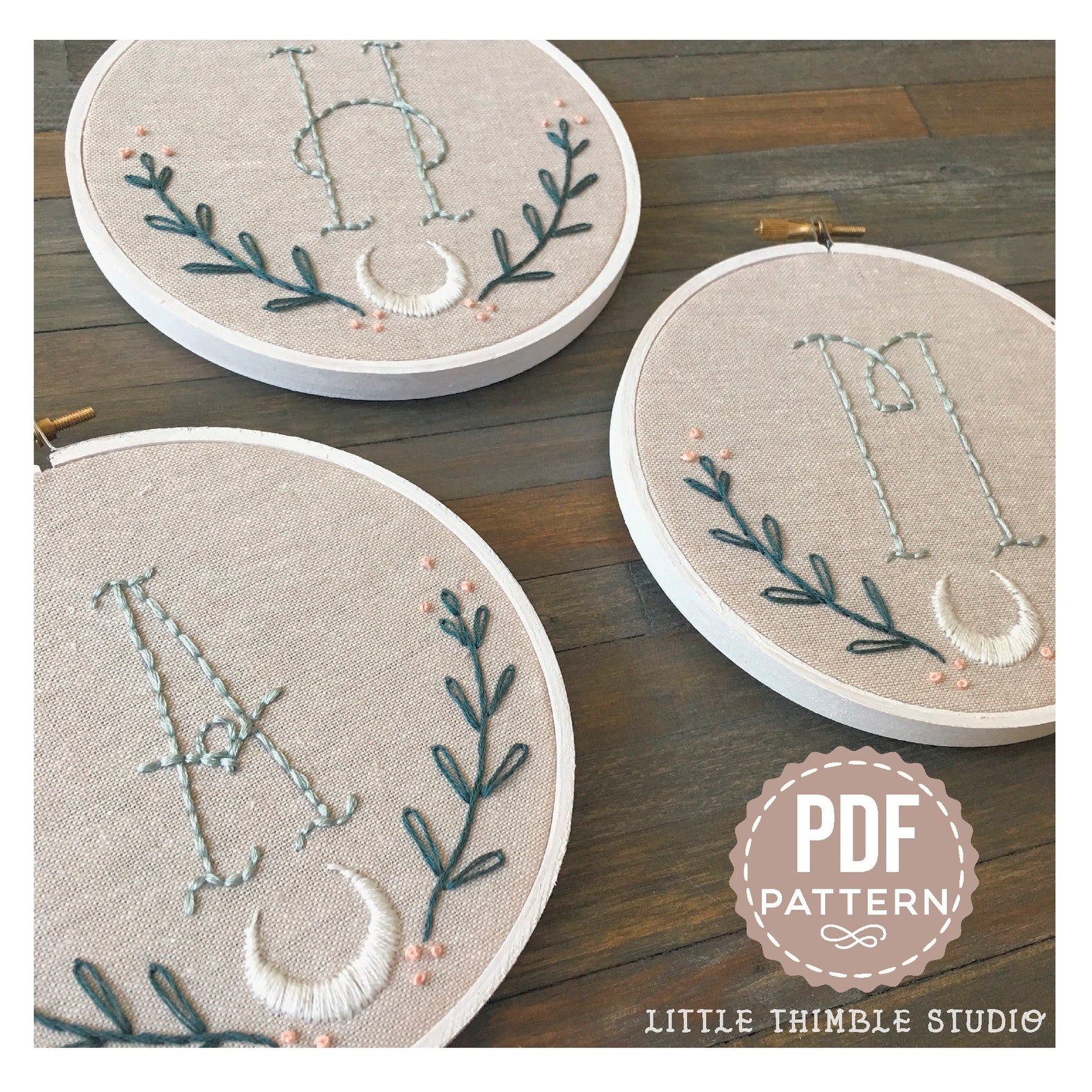 PDF Monogram Embroidery Pattern. Initial Embroidery. PDF Pattern. DIY ...