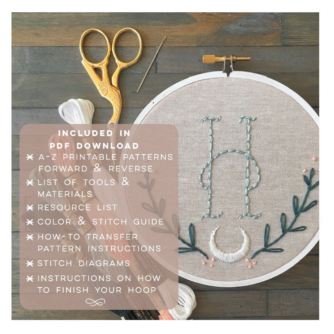 PDF Monogram Embroidery Pattern. Initial Embroidery. PDF | Etsy