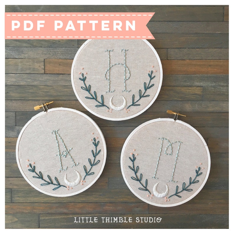 PDF Monogram Embroidery Pattern. Initial Embroidery. PDF | Etsy