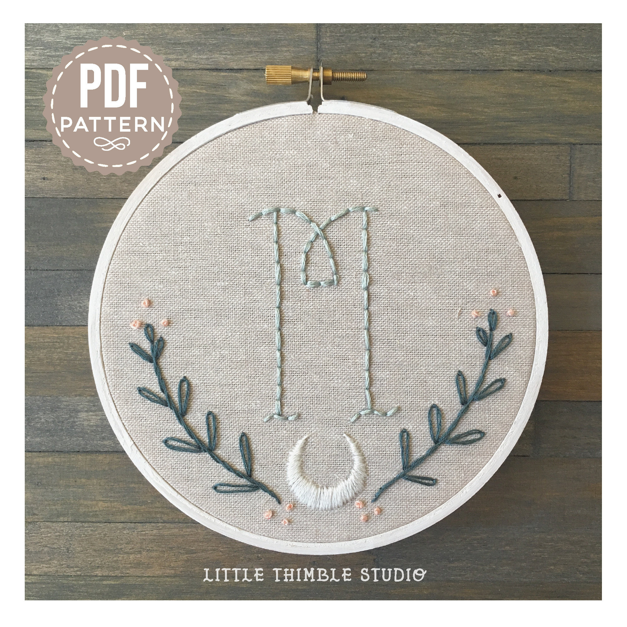 PDF Monogram Embroidery Pattern. Initial Embroidery. PDF Pattern. DIY ...