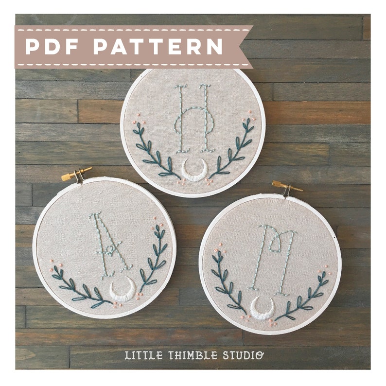 PDF Monogram Embroidery Pattern. Initial Embroidery. PDF Pattern. DIY ...
