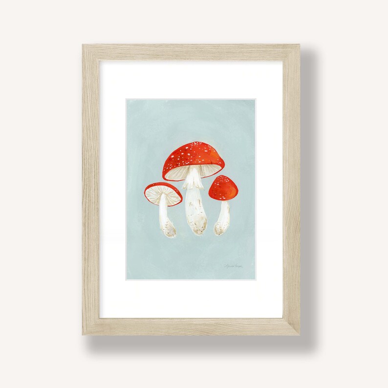 Red Mushroom Art Print. Woodland Nursery Art Print. Nursery Wall Art ...