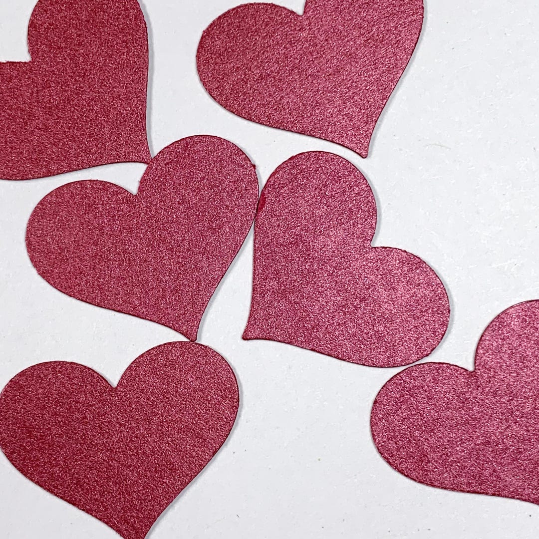 30 Burgundy Red Heart Cutouts Pearlescent Paper 1 Inch Valentine Craft ...