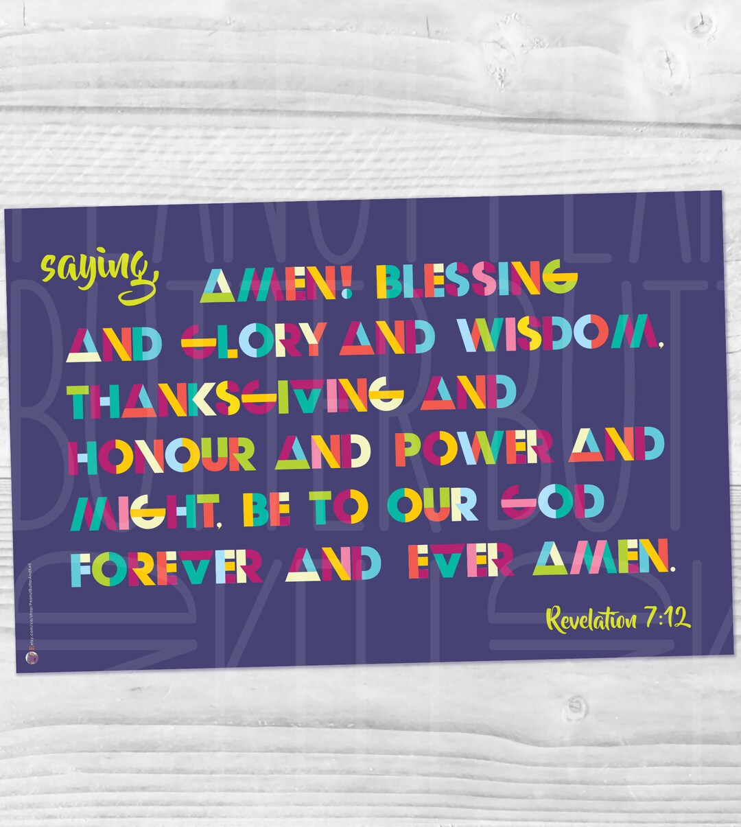 Kids Bible Memory Verse Poster - Revelation 7:12 - IMMEDIATE D/L ...