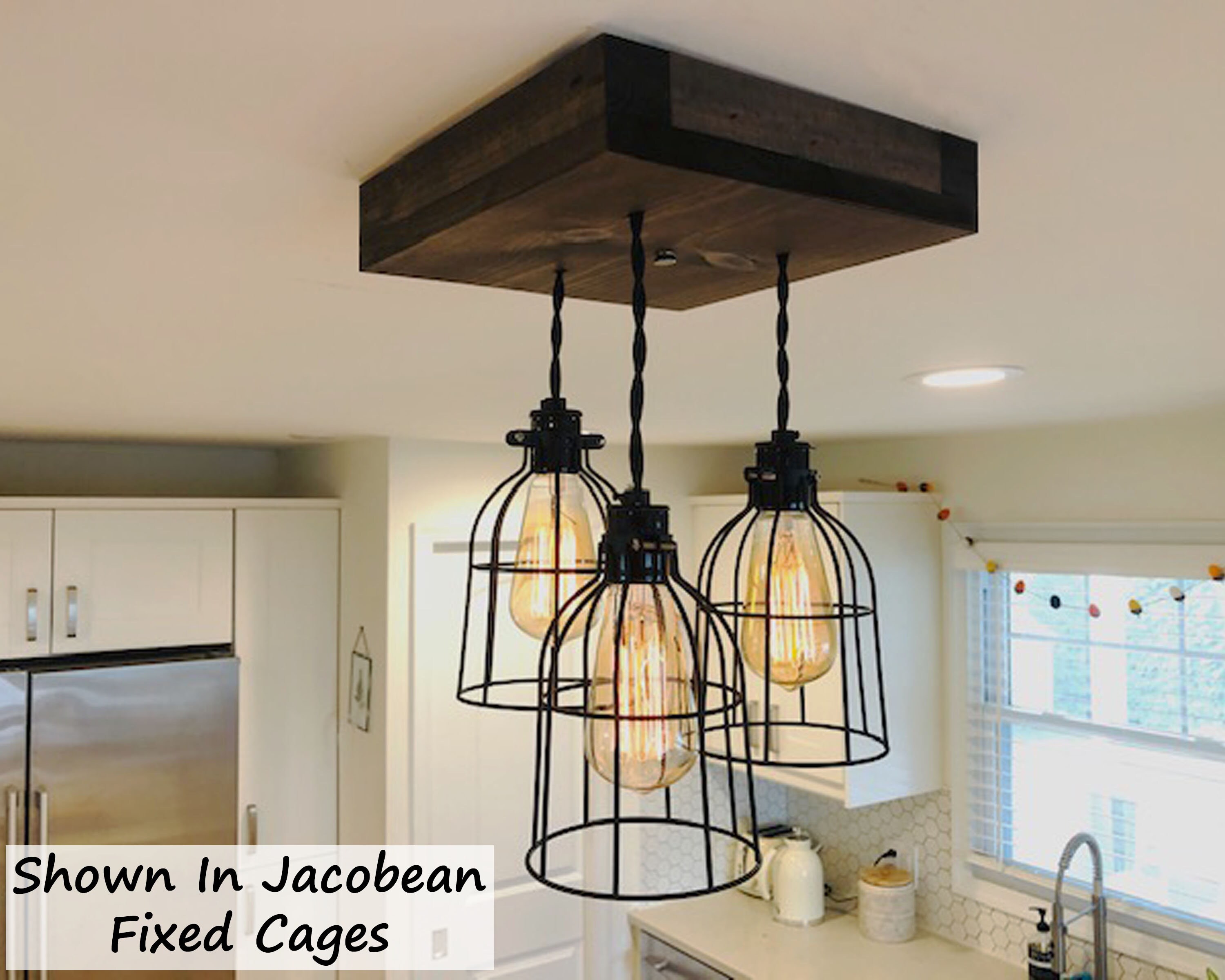 Belmont Farmhouse Ceiling Light With Cages OR Mason Jars Create a ...