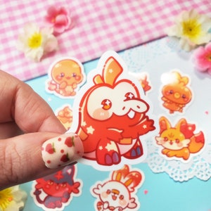 Fire Type Starter Monsters - Sticker Pack - Etsy