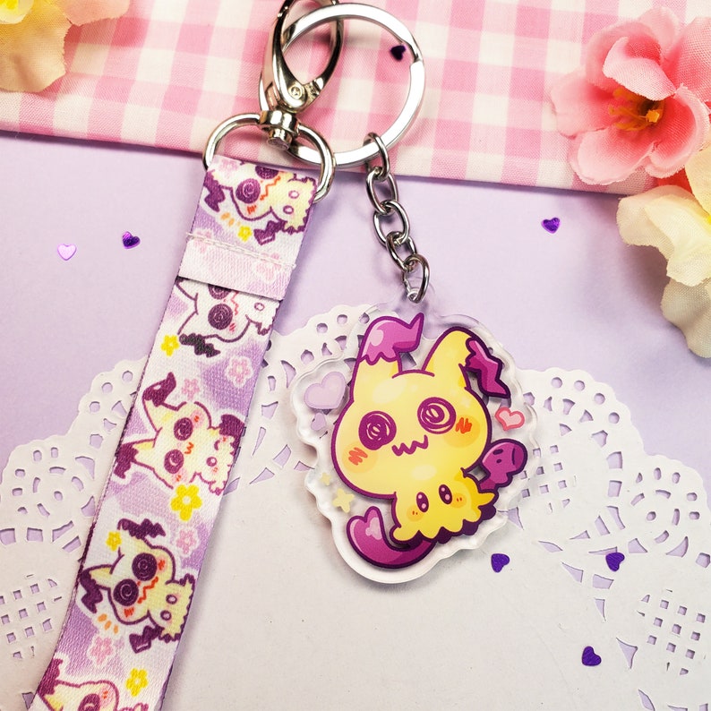 Mimikyu Ghost Type Mini Lanyard Acrylic Keychain Set - Etsy