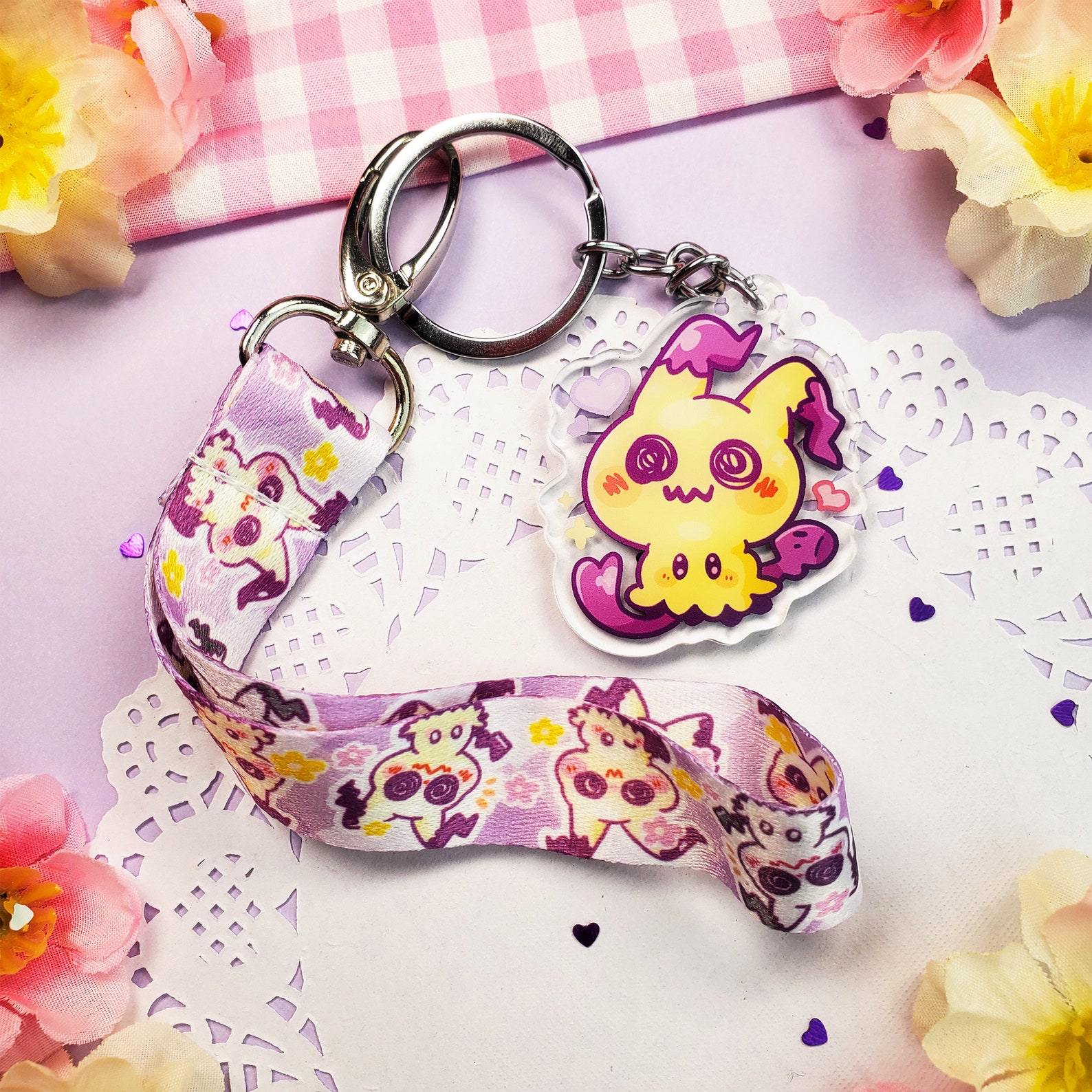 Mimikyu Ghost Type Mini Lanyard Acrylic Keychain Set - Etsy
