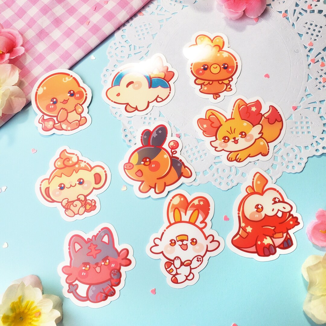Fire Type Starter Monsters - Sticker Pack - Etsy
