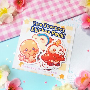 Fire Type Starter Monsters - Sticker Pack - Etsy