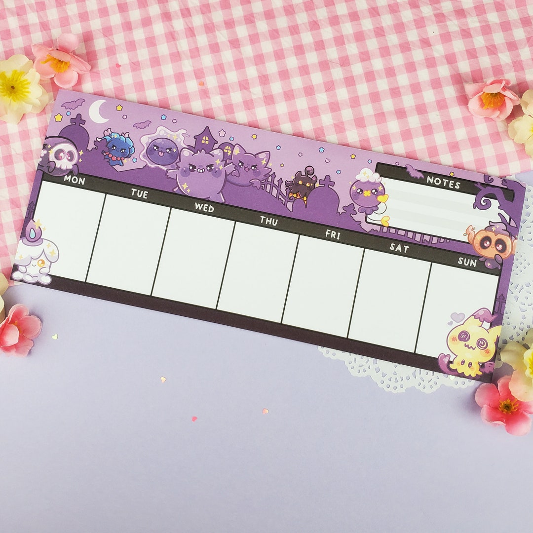 Ghost Weekly Planner Pad | Kawaii Art Cute Aesthetic Stationery ...