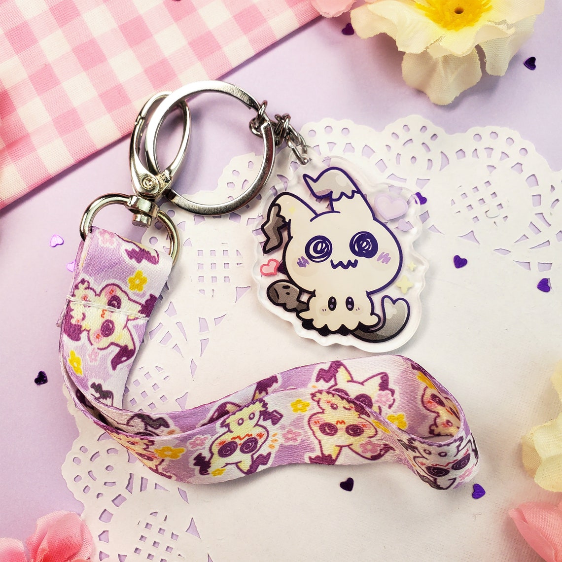 Mimikyu Ghost Type Mini Lanyard Acrylic Keychain Set - Etsy