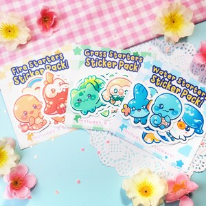 Fire Type Starter Monsters - Sticker Pack - Etsy