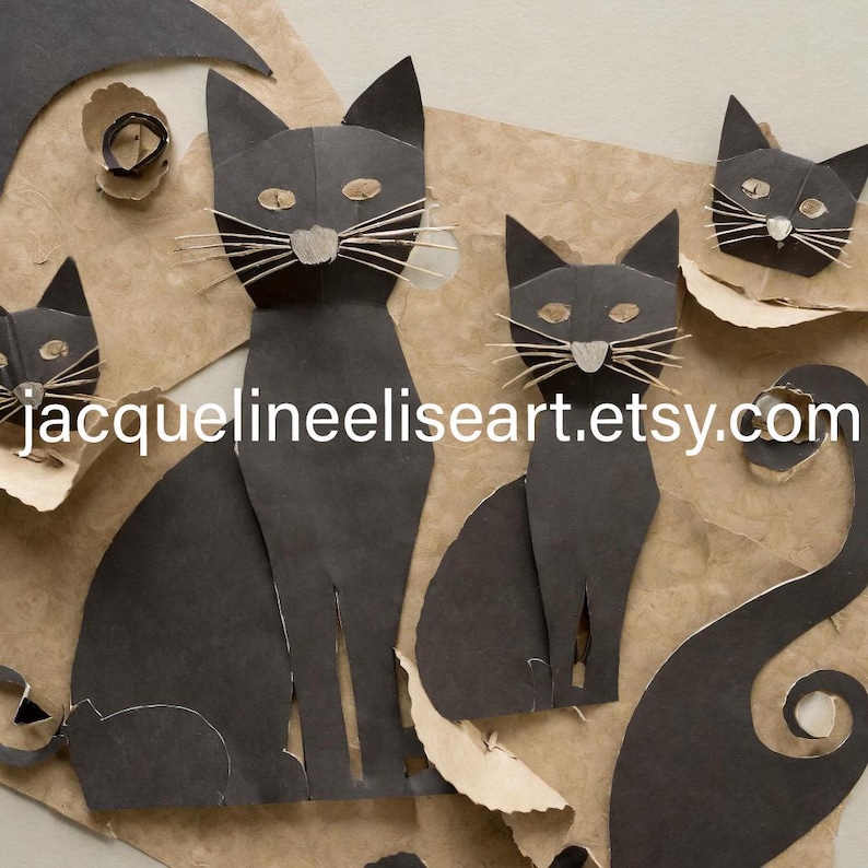 Black Cat Paper Cutout Images: Collage & Crafts (digital Download) - Etsy