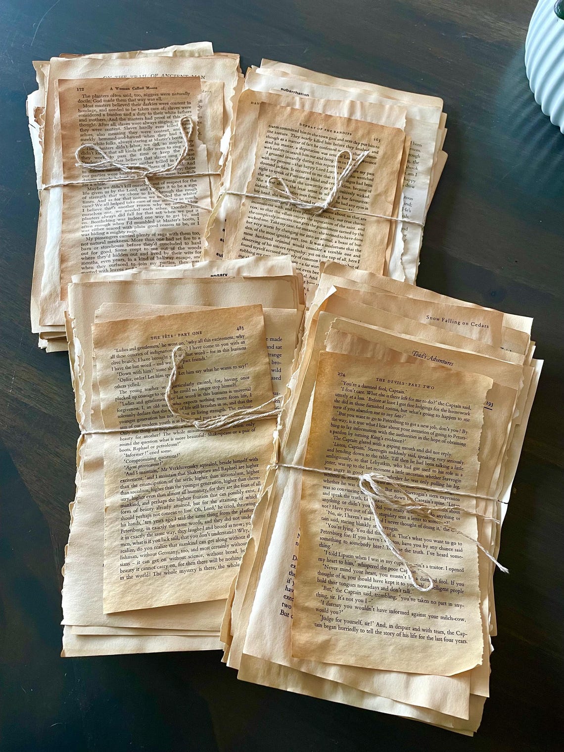 Coffee and Tea Stained Book Pages - Bundle of 50 - Etsy
