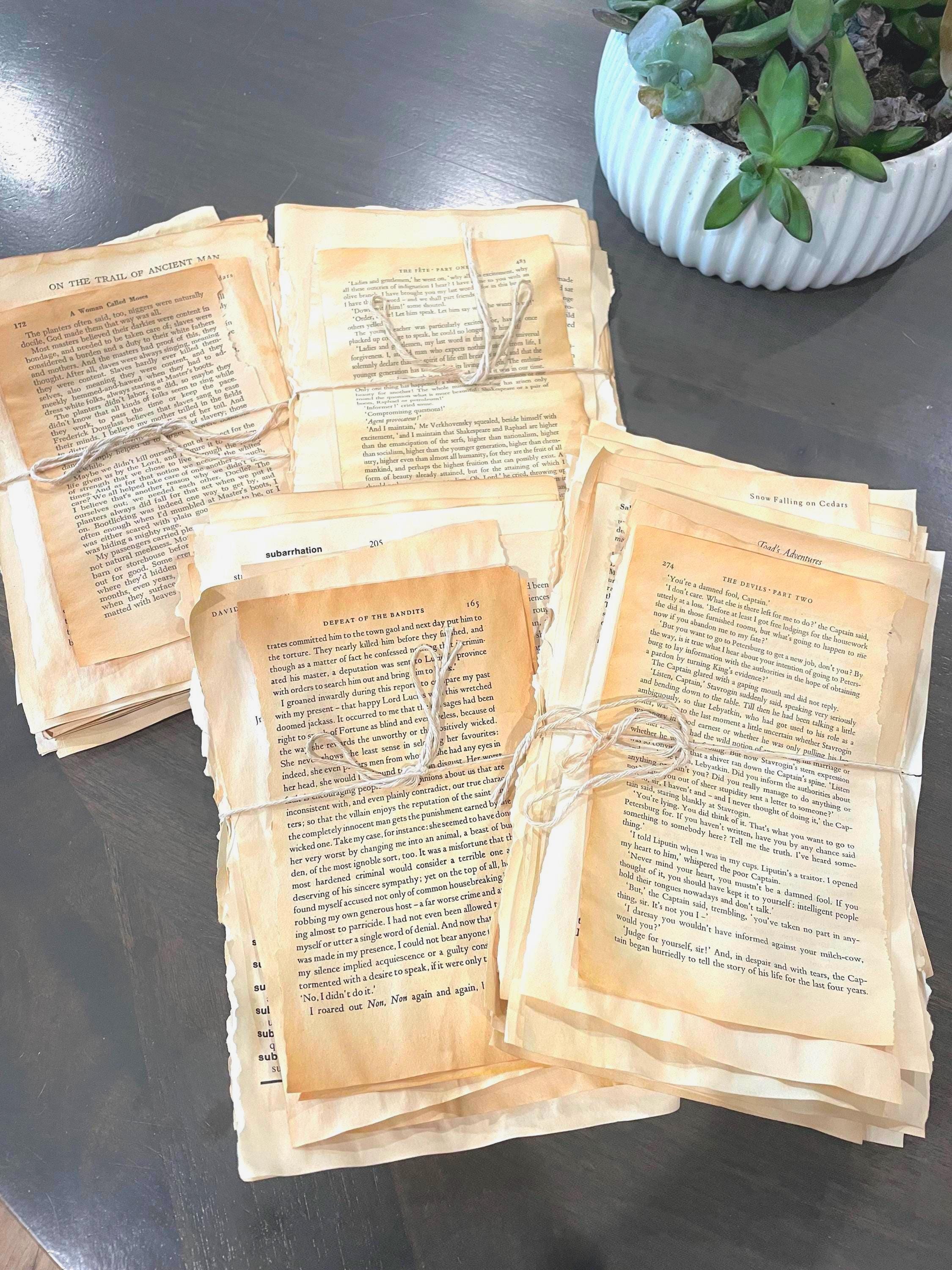 Coffee and Tea Stained Book Pages - Bundle of 50 - Etsy