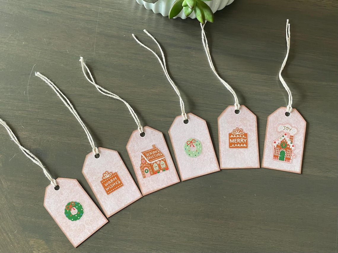 Handmade Christmas Holiday Themed Gift Tags Set of 6 - Etsy