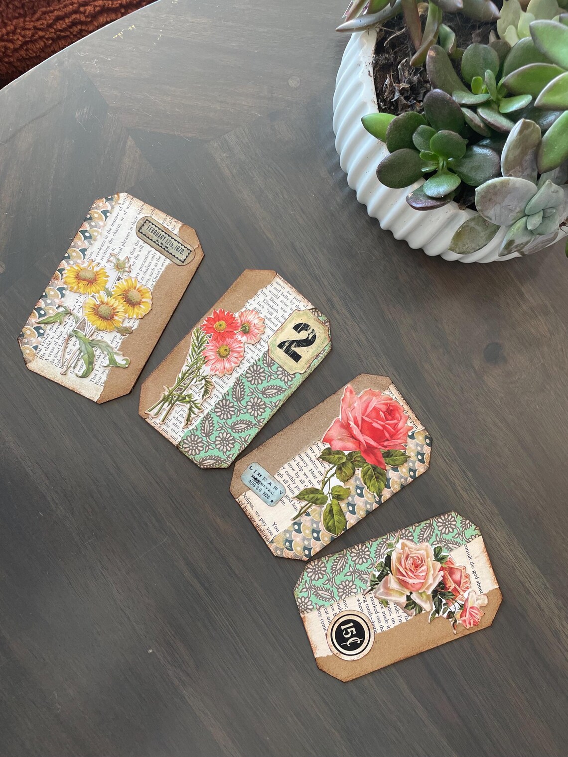 Handmade Botanical Flower Themed Journal Cards Set of 4 - Etsy