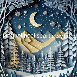 Christmas Themed Winter Forest Landscape Digital Images Bundle for ...