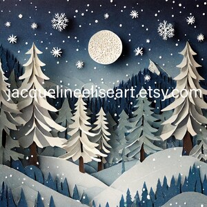 Christmas Themed Winter Forest Landscape Digital Images Bundle for ...
