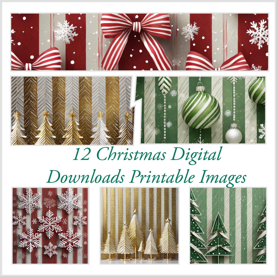 Christmas Themed Digital Images Bundle for Holiday Crafting Projects - Etsy