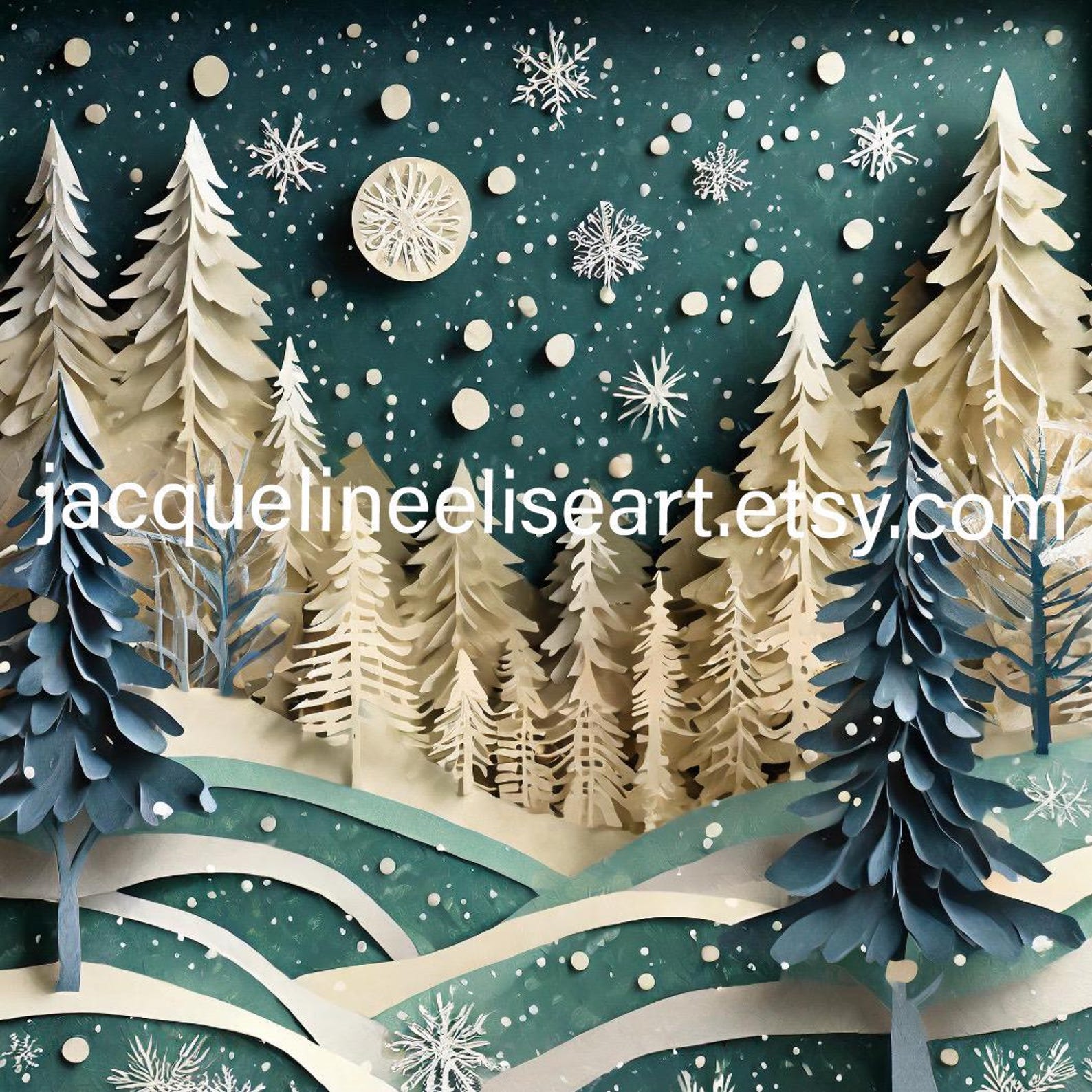 Christmas Themed Winter Forest Landscape Digital Images Bundle for ...