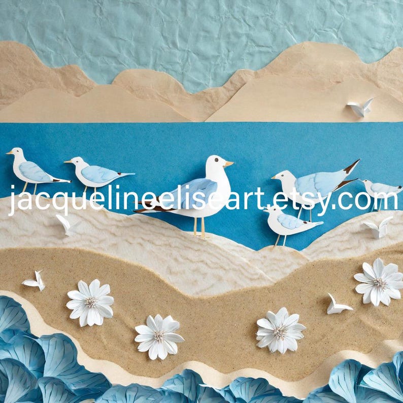 Beach Ocean Landscape Digital Images Printable Bundle for Crafting ...