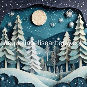 Christmas Themed Winter Forest Landscape Digital Images Bundle for ...