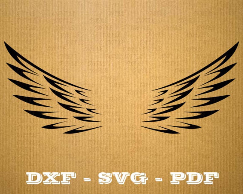 Format .dxf Angel Wing CNC Cutting File Vector Vinyl DXF SVG Pdf File ...