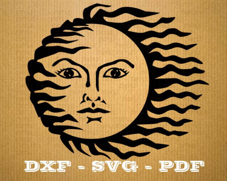 Format .dxf Visage soleil CNC découpe fichier cricut vectoriel vinyle ...