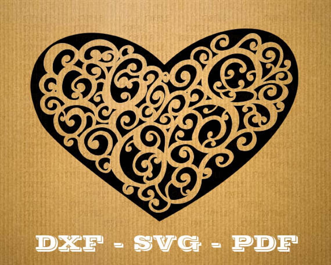 Format .dxf Coeur art decoratif CNC découpe fichier vectoriel vinyle ...