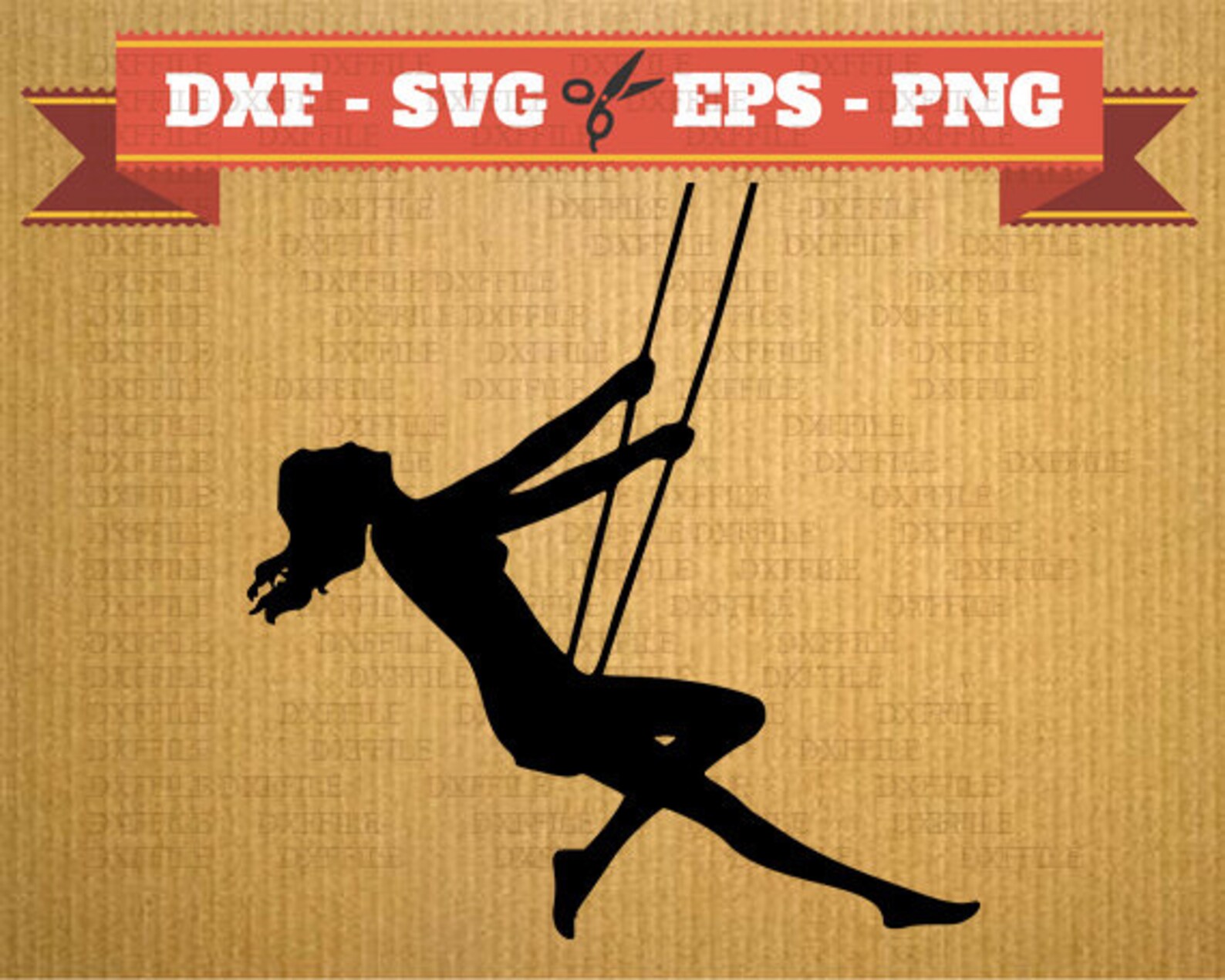 Lady Swing SVG and DXF Vector Files for Cricut and Cameo, Clipart Laser ...