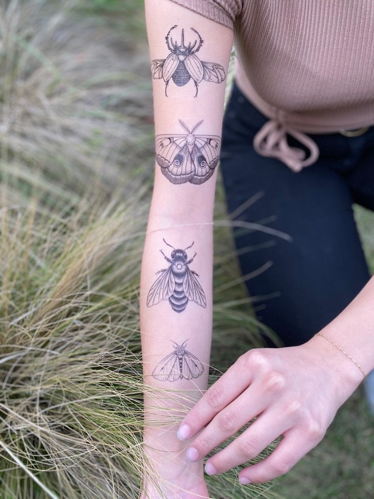 Rhinoceros Beetle Temporary Tattoo: Realistic Black Ink Hand-drawn ...