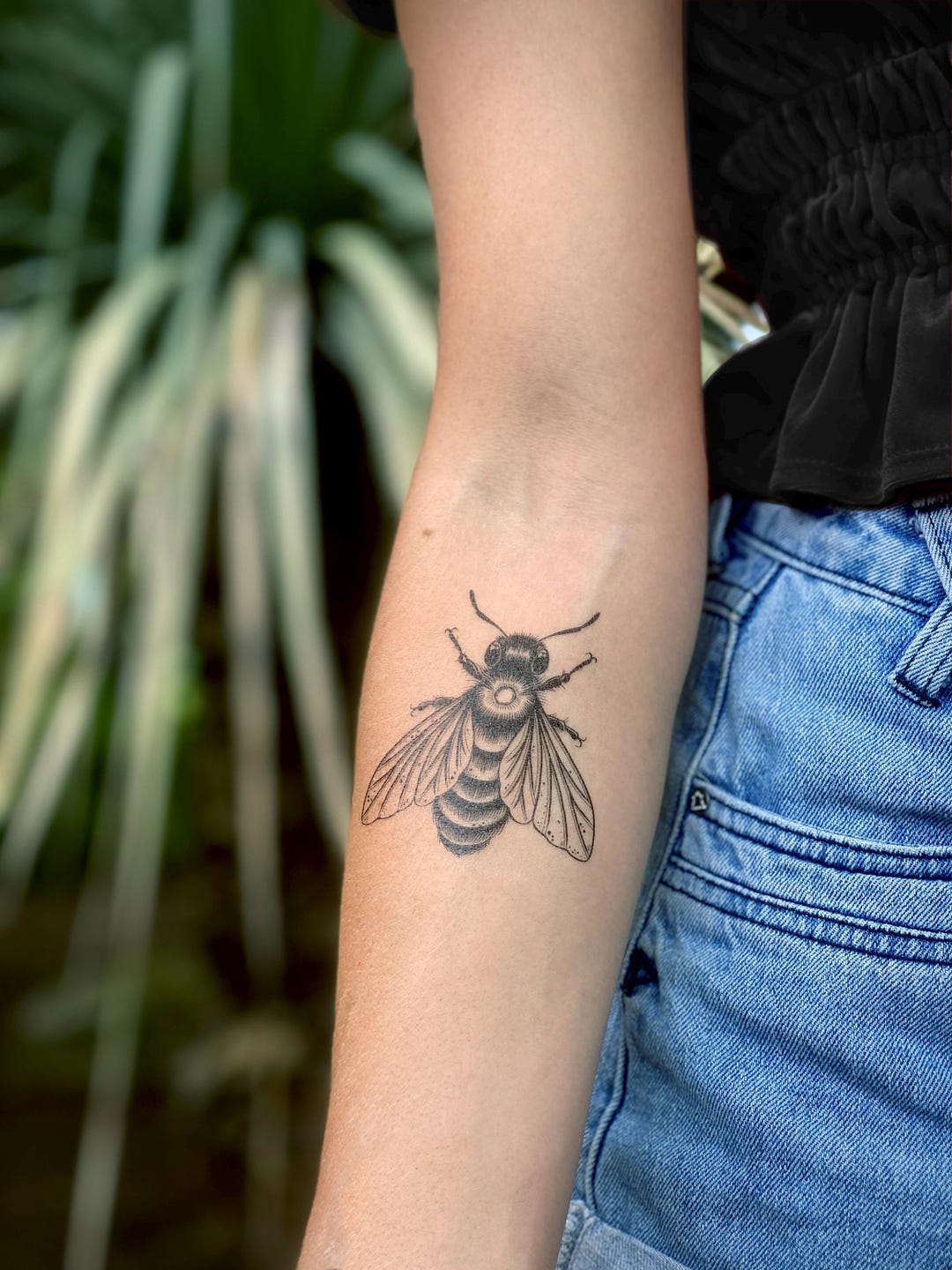 Bumblebee Temporary Tattoo: Realistic, Hand-drawn, Black Ink ...