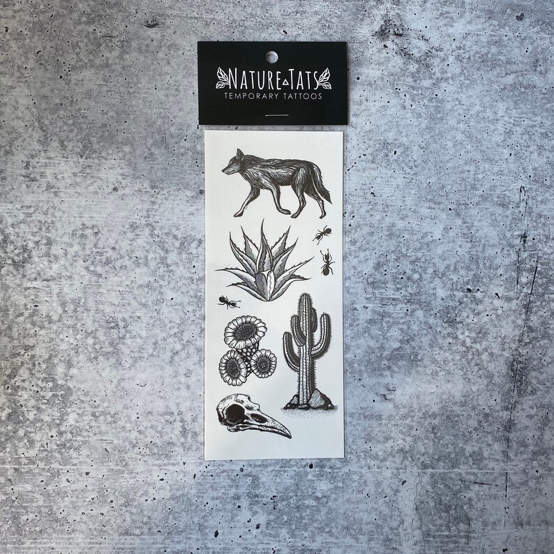Desert Wild Temporary Tattoo Collection Coyote Agave - Etsy